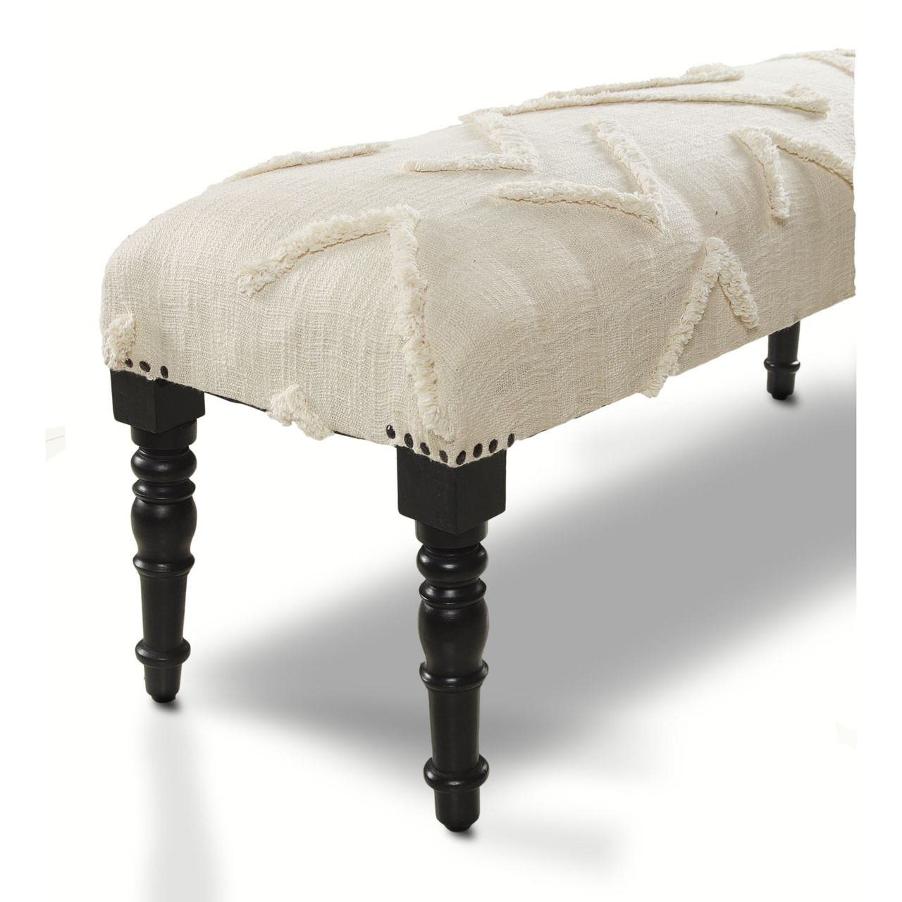 47" Cream Over Tufted Rectangular Bench with Wooden Legs | Christmas ...