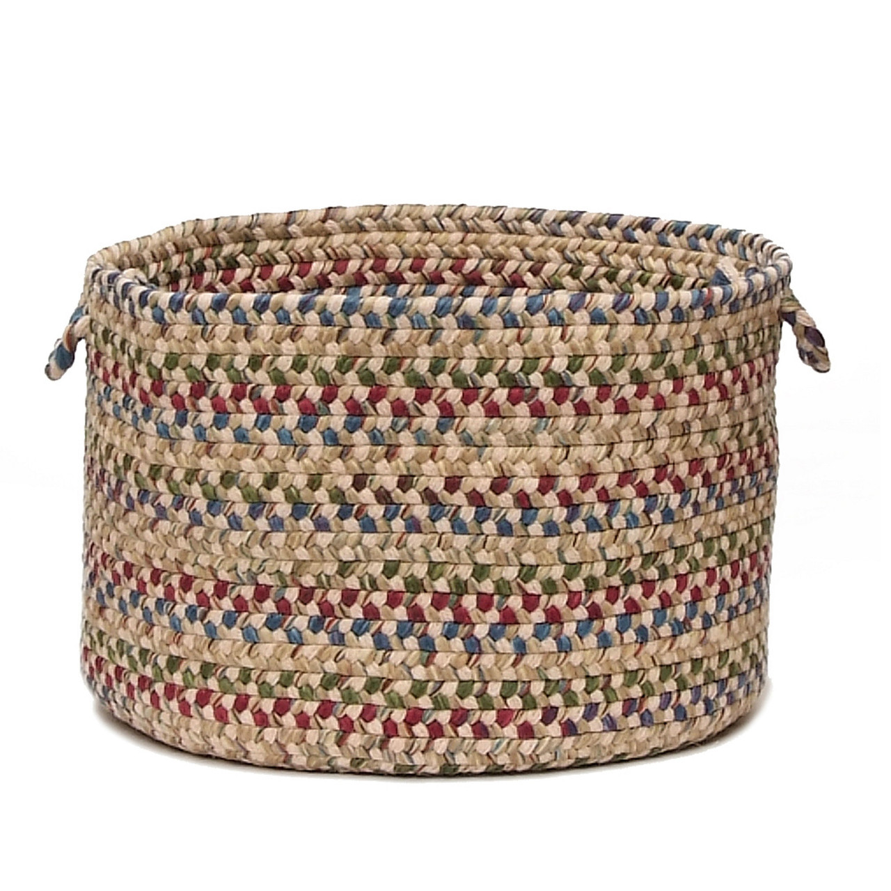 14" Beige, Blue & Green Handmade Braided Basket | Christmas Central