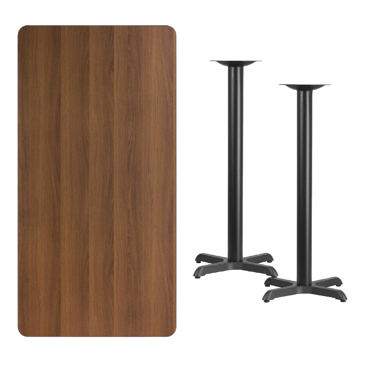 43" Walnut Laminate Elegant Rectangular Table Top with Cast Iron Bar ...