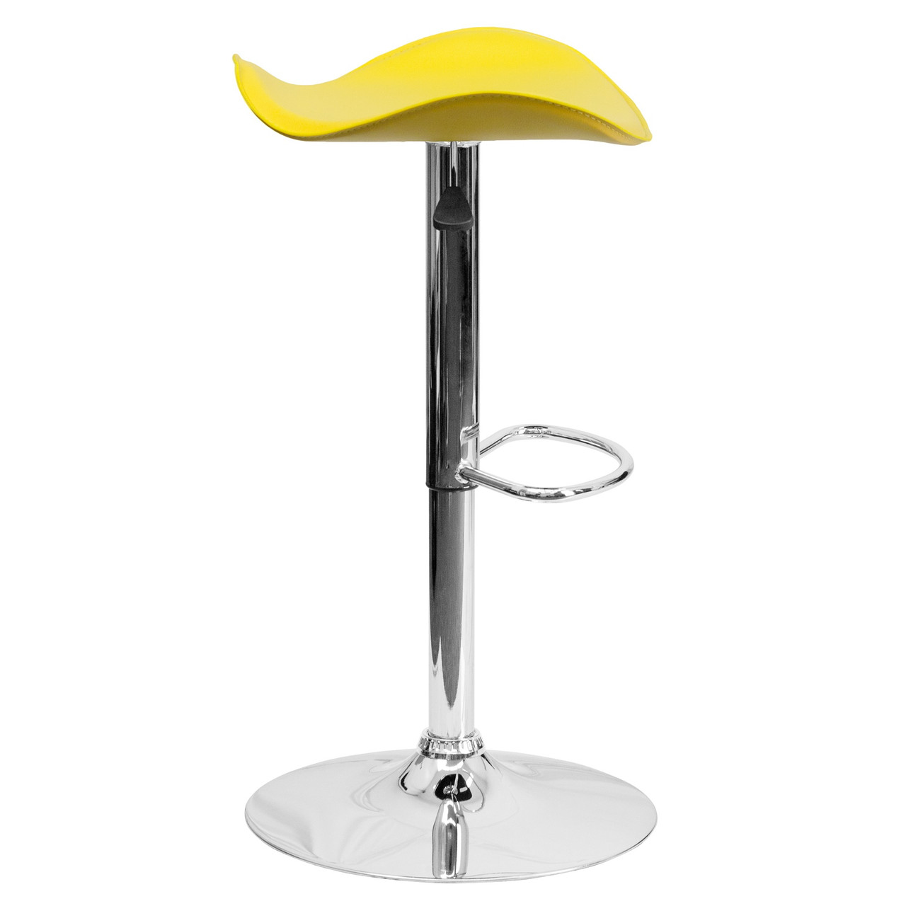 33.25" Yellow Contemporary Adjustable Height Barstool with Wavy Seat ...