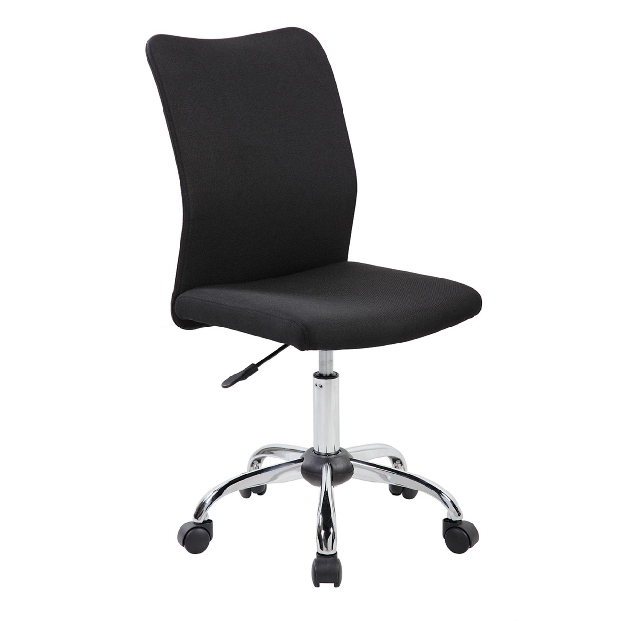 35.5" Black & Metallic Chrome Adjustable Modern Armless Task Chair ...