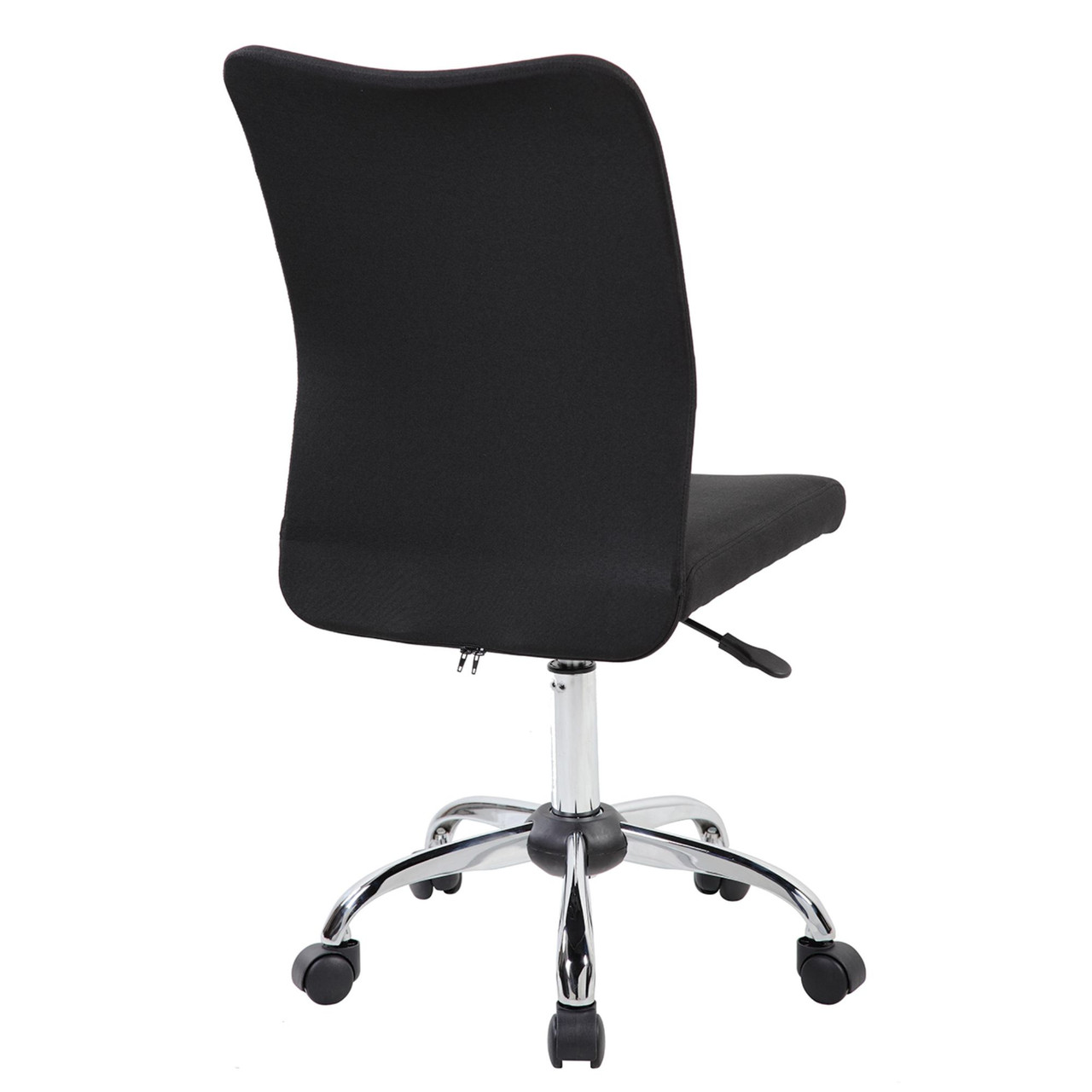 35.5" Black & Metallic Chrome Adjustable Modern Armless Task Chair ...