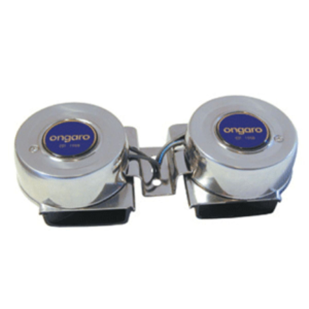 11" Silver & Blue Solid Mini Compact Twin Horn | Christmas Central