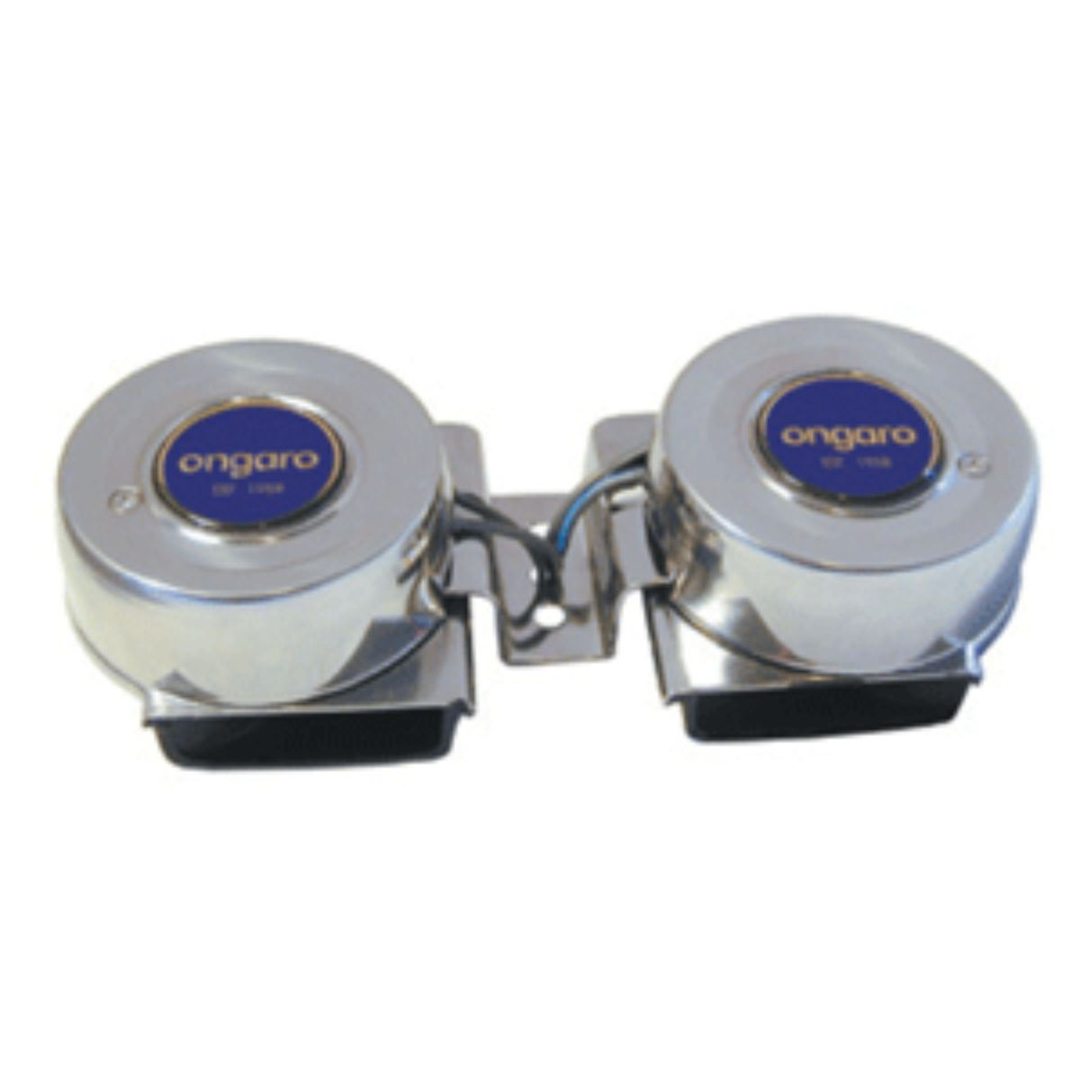 11" Silver & Blue Mini Compact Twin Solid Horn | Christmas Central