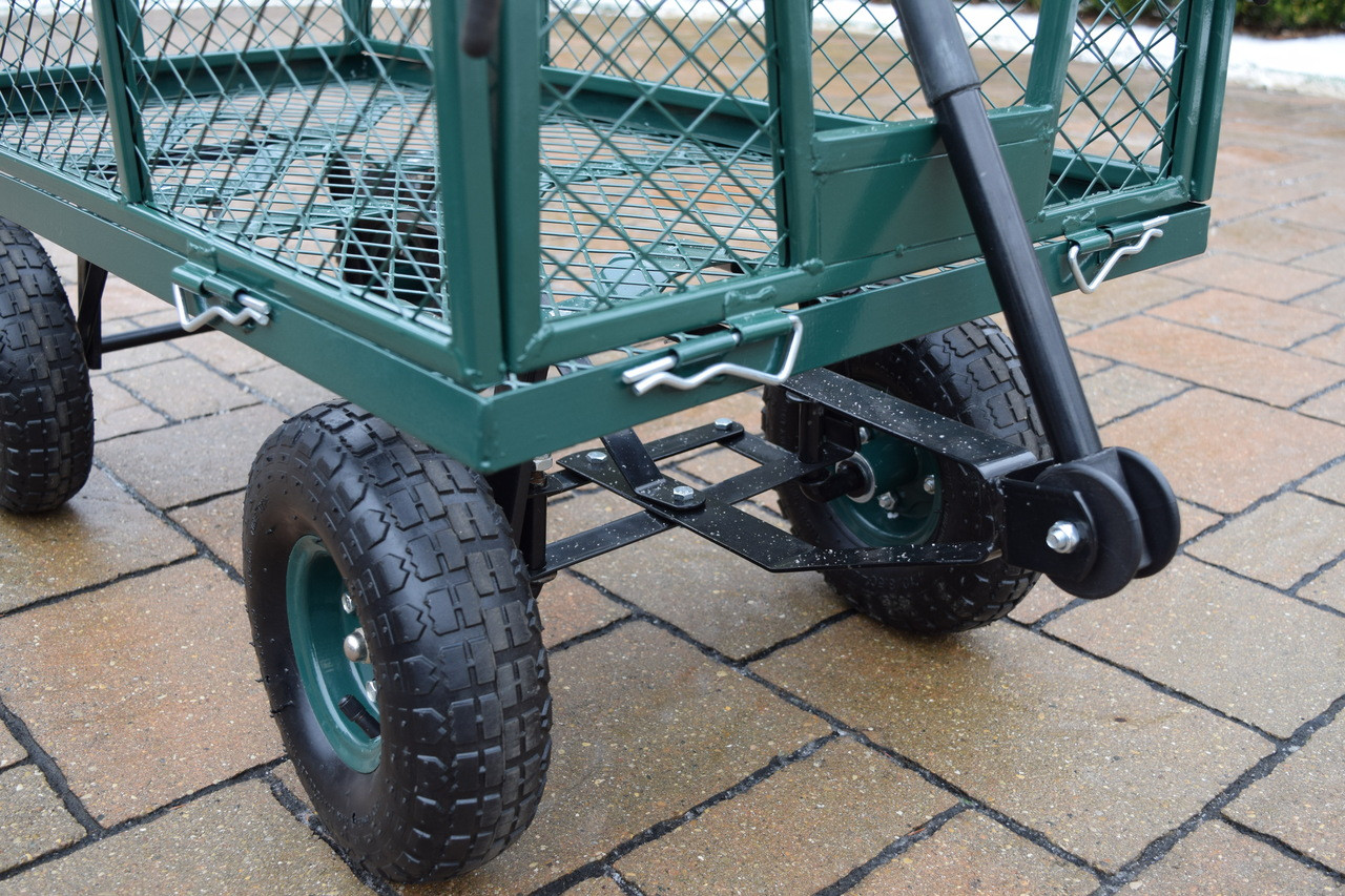 45” Sturdy Forest Green Metal Garden Utility Cart with Adapter Handle ...