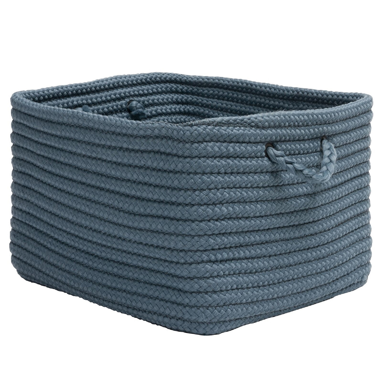 12" Air Force Blue Rectangular Handmade Braided Basket | Christmas Central
