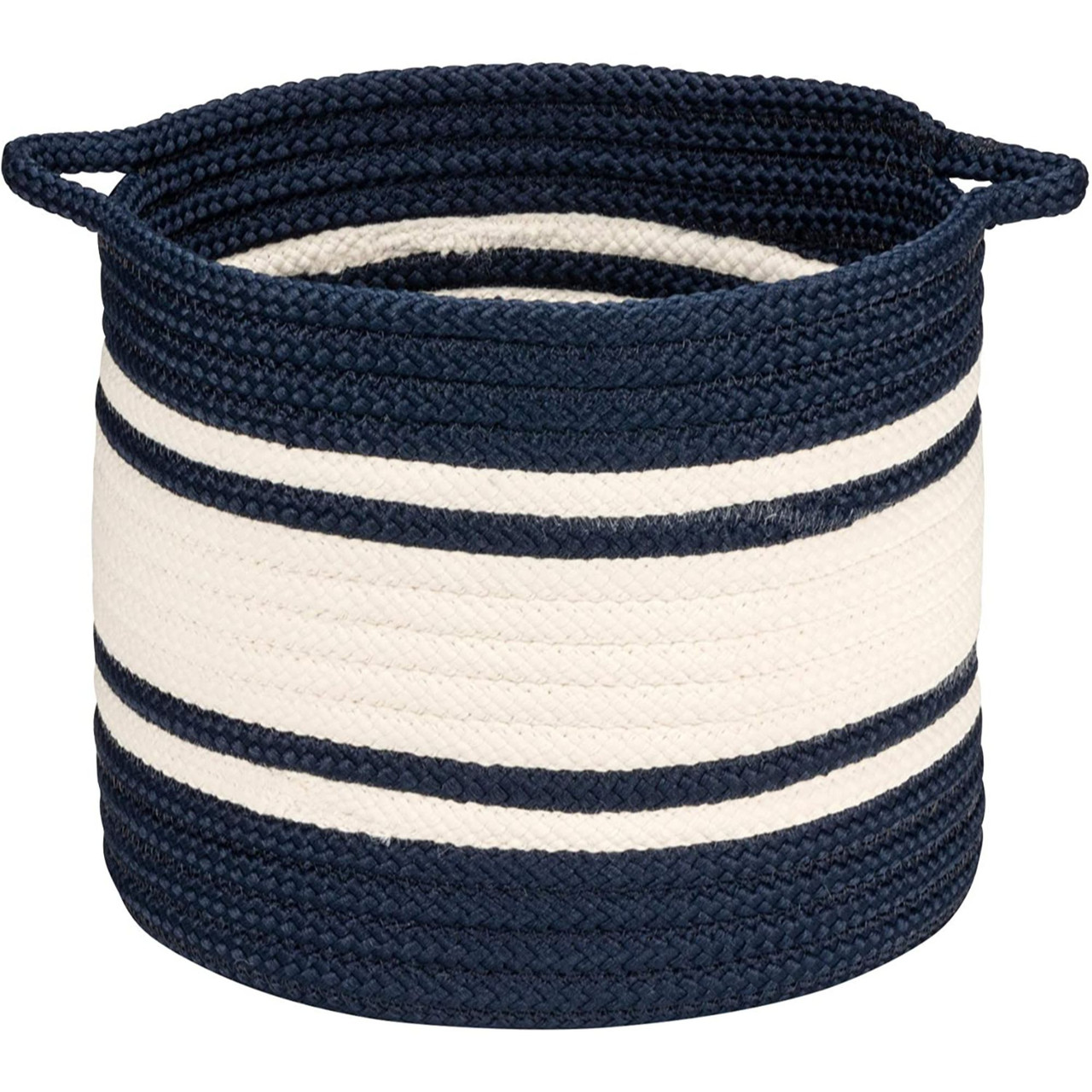 20" Navy Blue & White Traditional Braided Storage Basket | Christmas ...