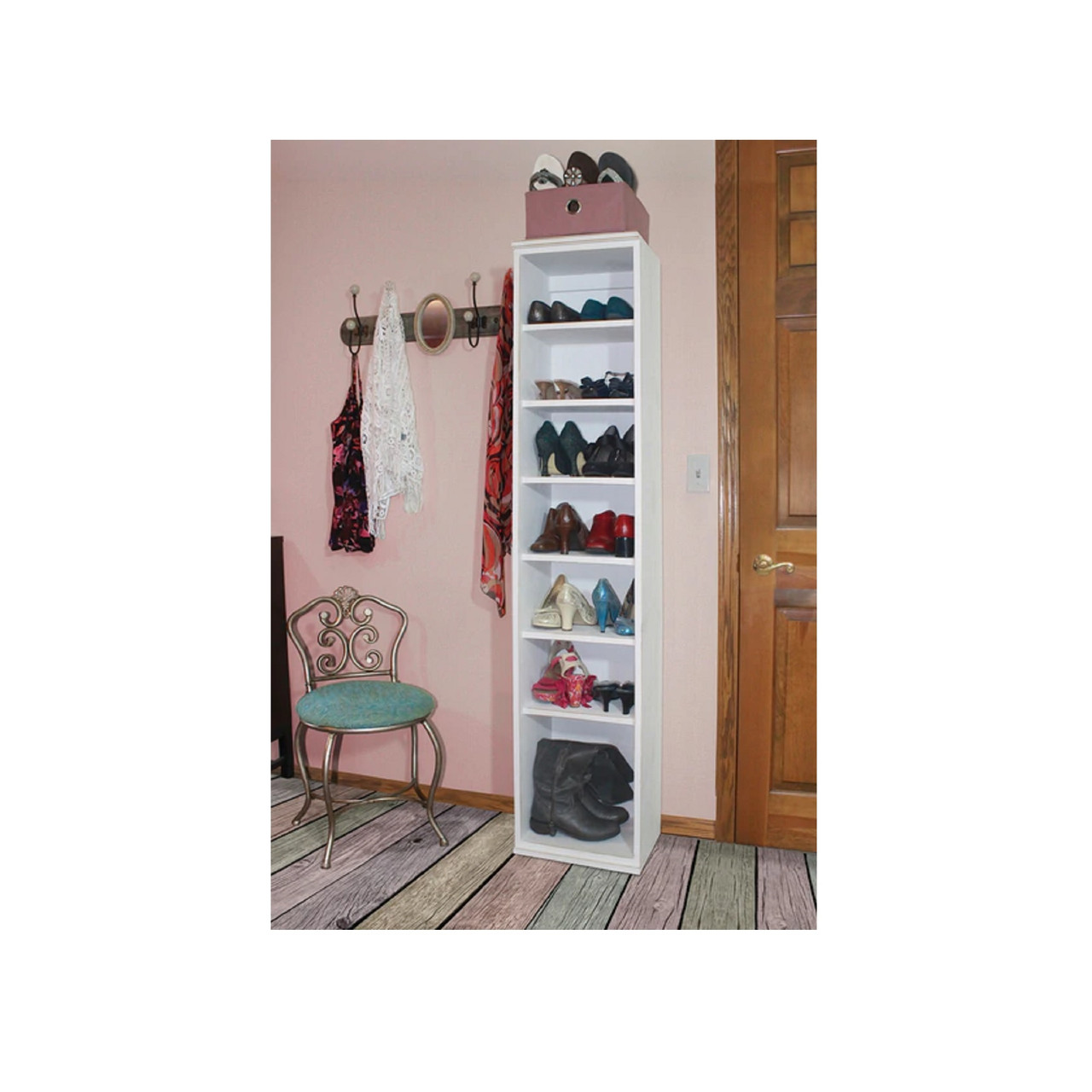 5.75' Cottage White Entryway Shoe Locker | Christmas Central