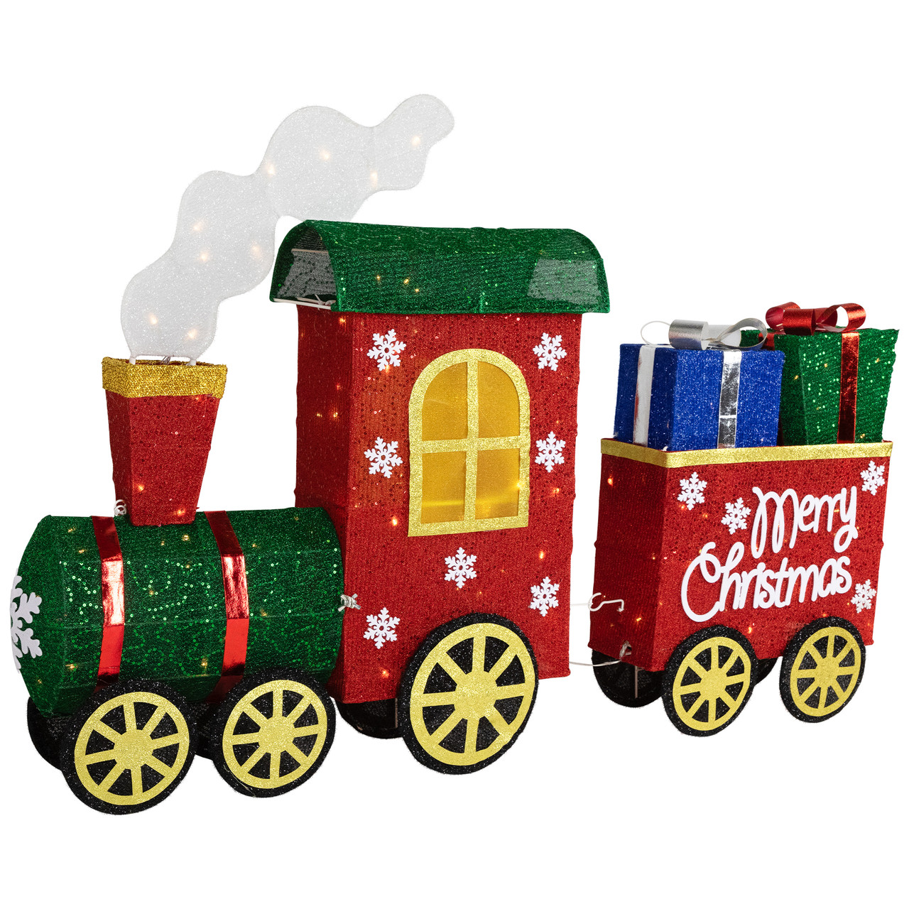 Lighted Train with Presents Outdoor Yard Decoration - 48" - Red - Warm ...