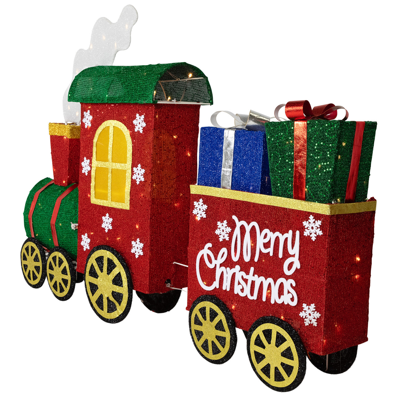 Lighted Train with Presents Outdoor Yard Decoration - 48" - Red - Warm ...