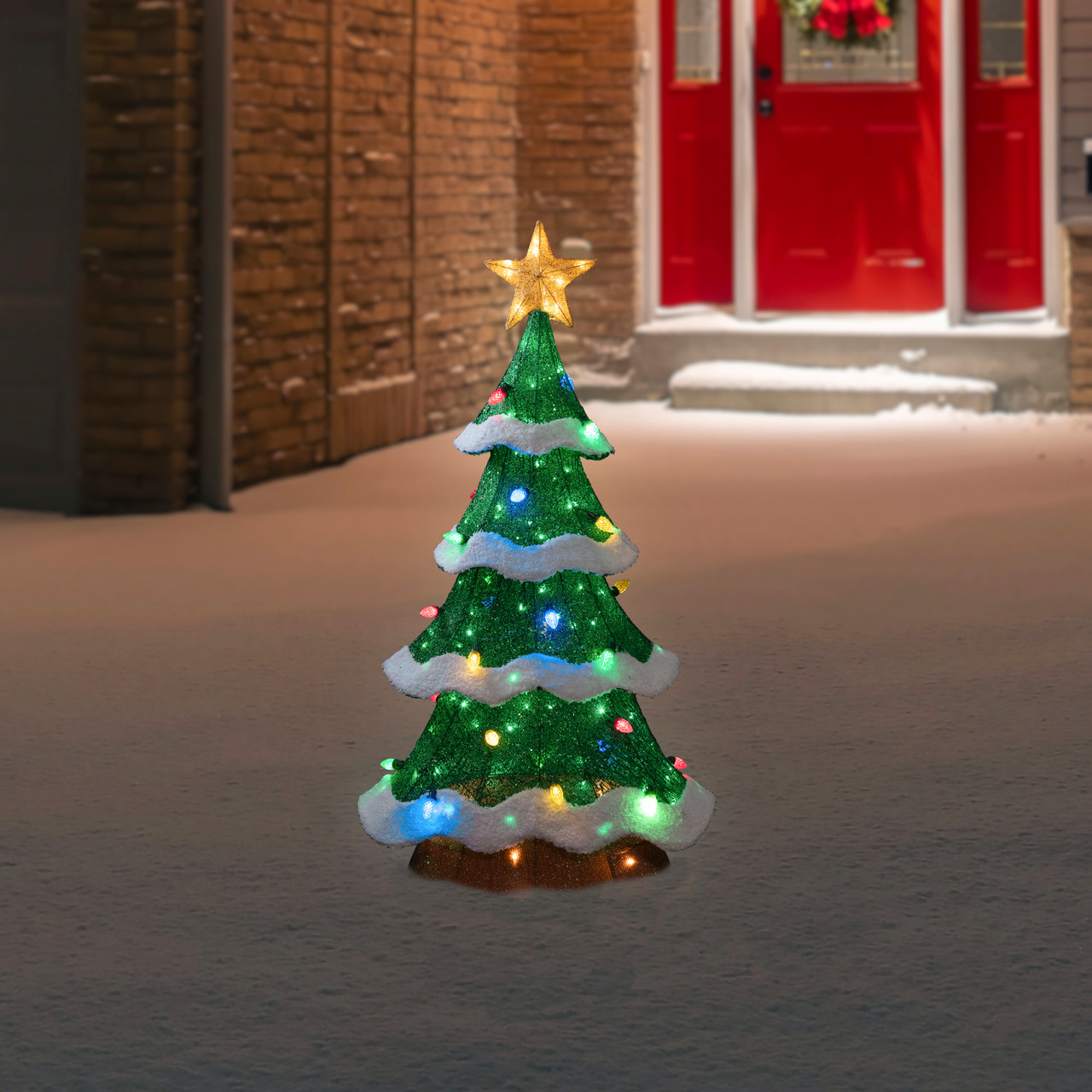 Lighted Christmas Tree Outdoor Yard Decoration - 50" - Green - Multi ...