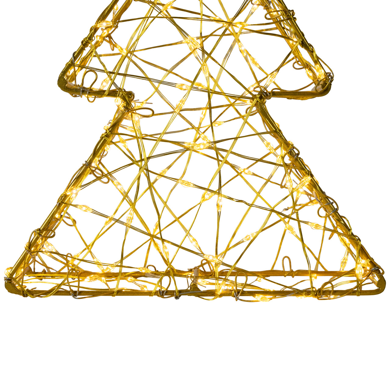 LED Lighted Wire Christmas Tree Decorations - 14" - Gold - Set of 2 ...