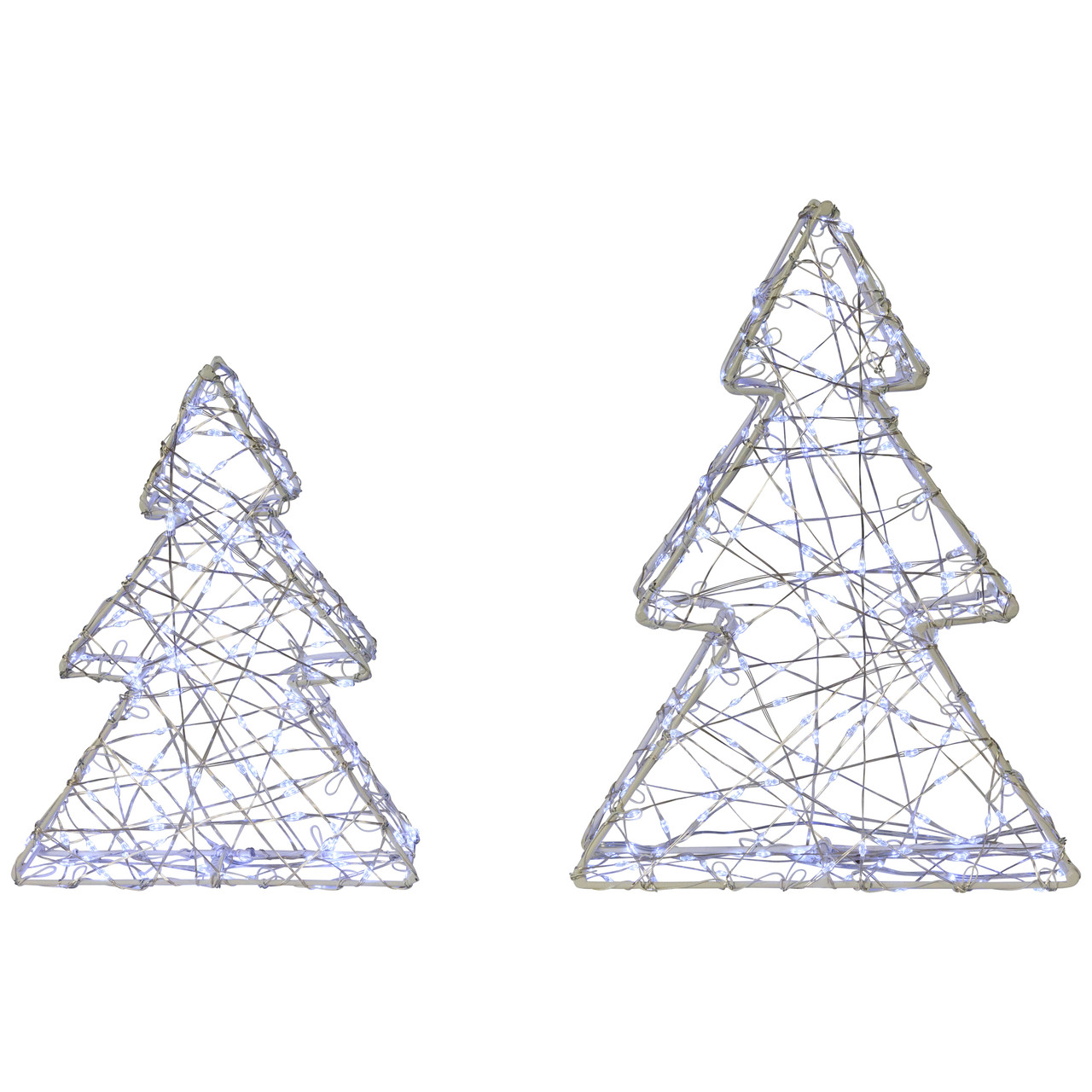 LED Lighted Wire Christmas Tree Decorations - 14" - White - Set of 2 ...