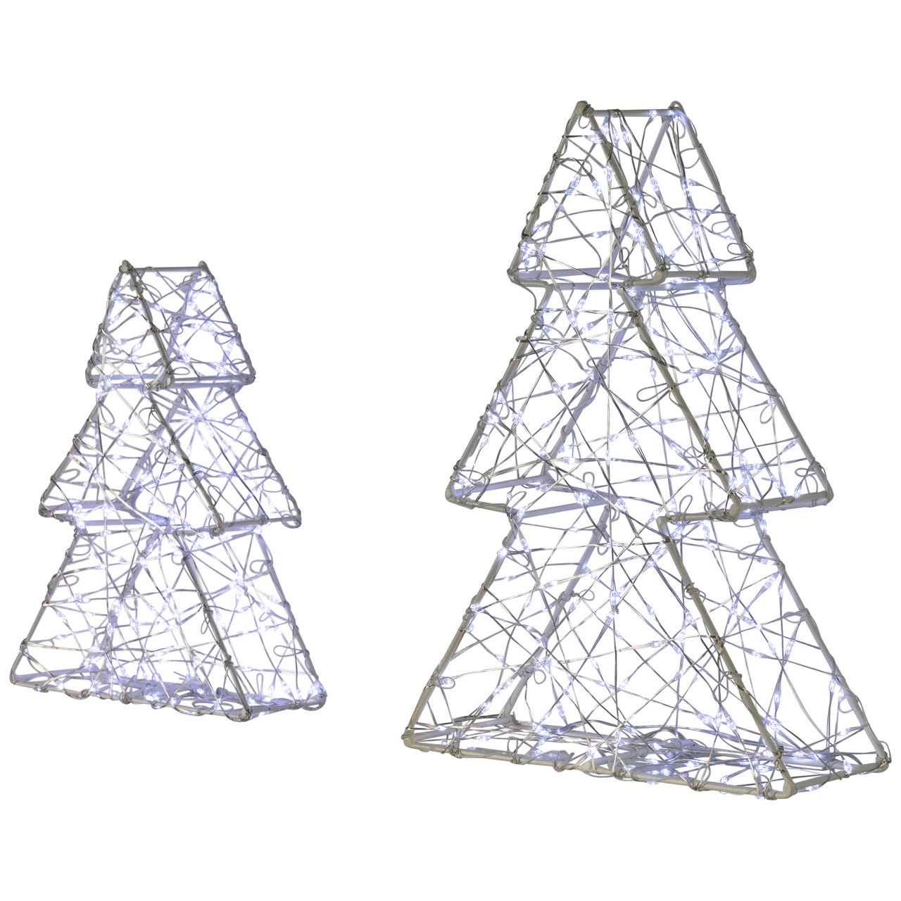 LED Lighted Wire Christmas Tree Decorations - 14" - White - Set of 2 ...