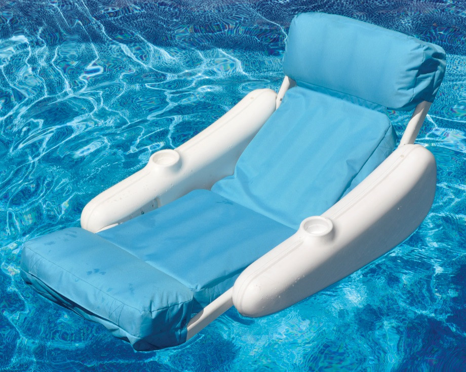 Inflatable Swimming Pool Floating Lounge Seat - 66" - Blue & White ...