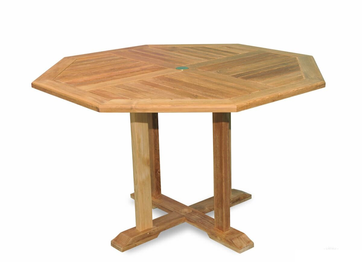 52" Natural Teak Octagon Outdoor Patio Wooden Dining Table | Christmas ...