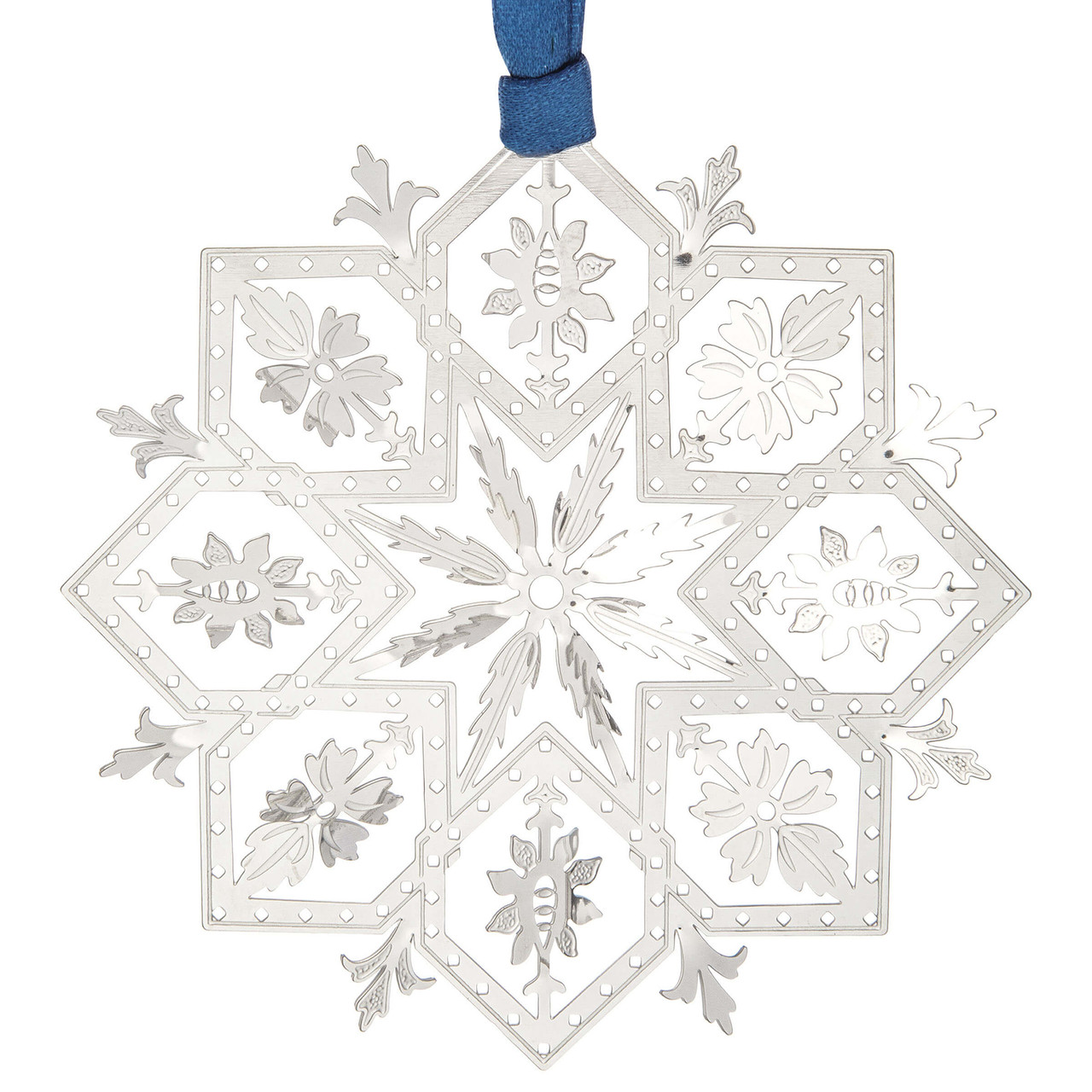 3.4" Silver Autumn Cutout Snowflake with a Floral Pattern | Christmas ...