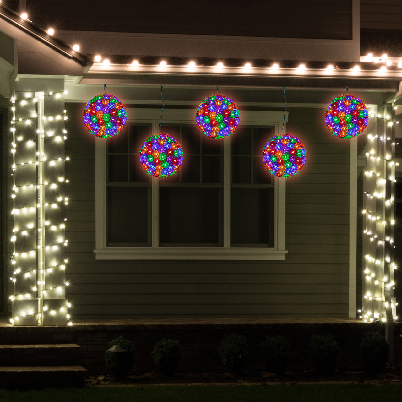 LED Lighted Hanging Starlight Sphere Outdoor Christmas Decoration- 7.5 ...