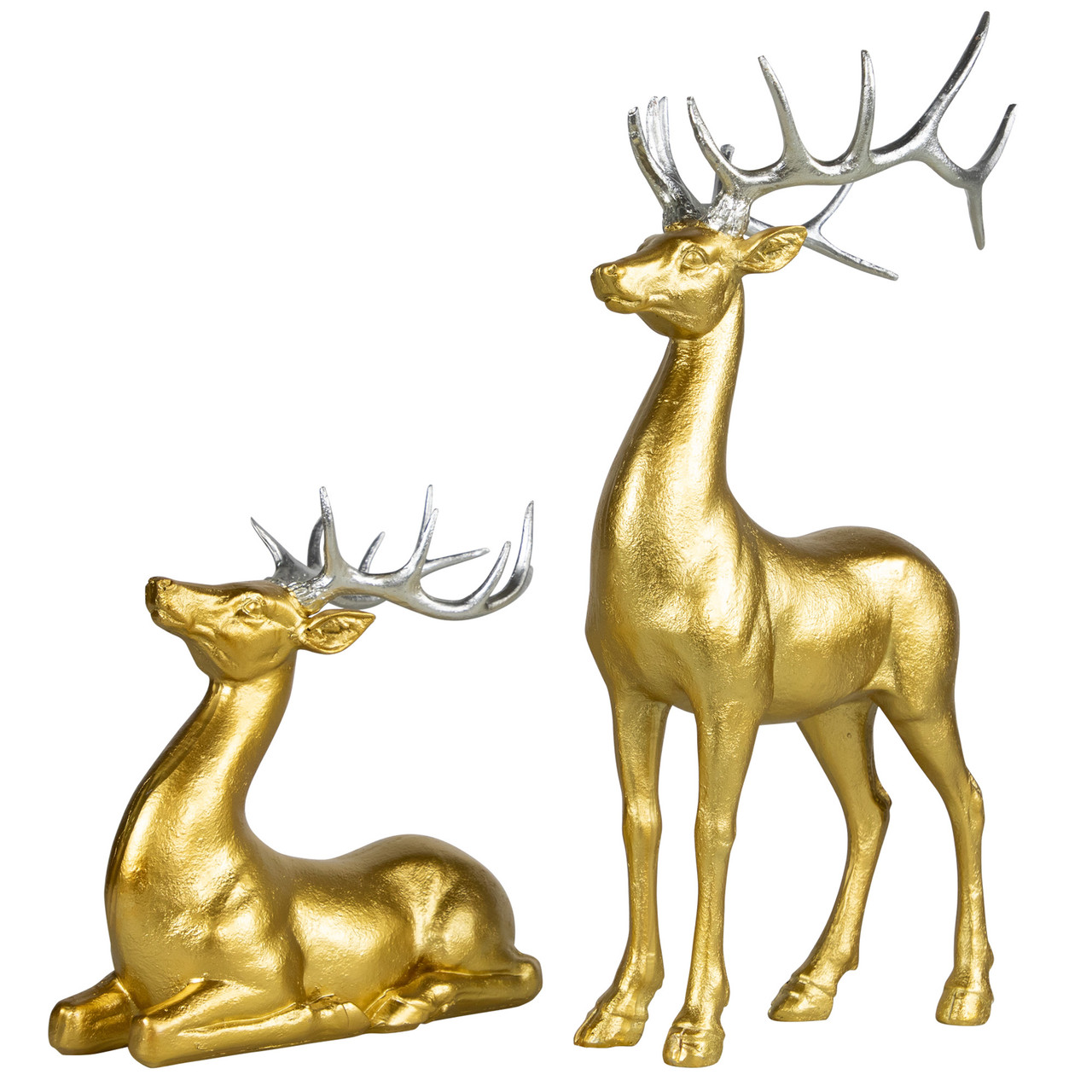 Standing & Sitting Reindeer Christmas Figures - Gold - Set of 2 ...