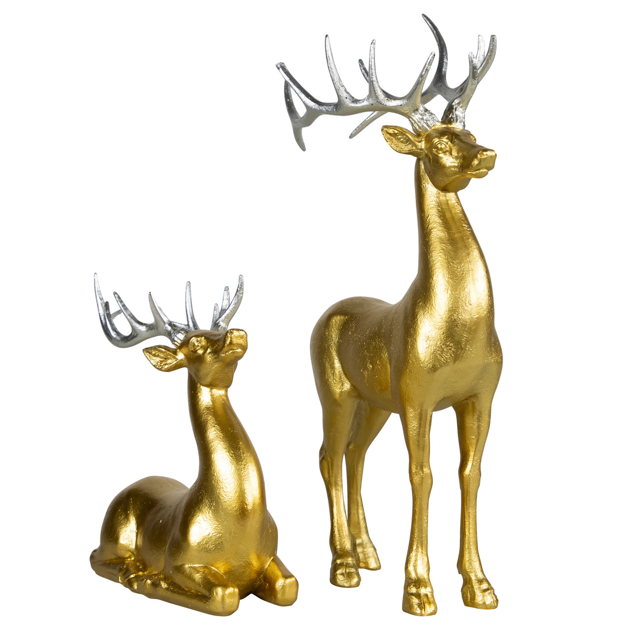 Standing & Sitting Reindeer Christmas Figures - Gold - Set of 2 ...