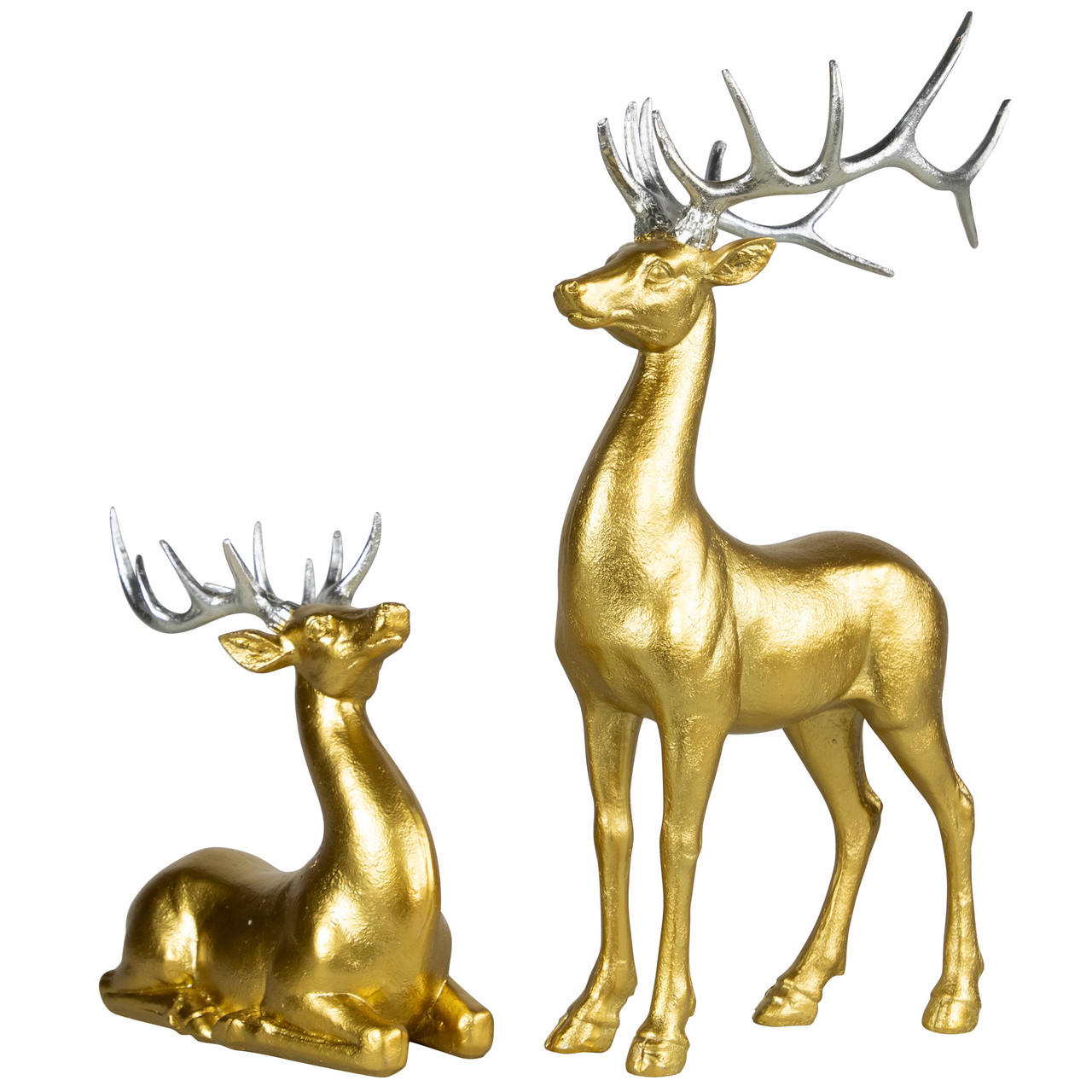 Standing & Sitting Reindeer Christmas Figures - Gold - Set of 2 ...