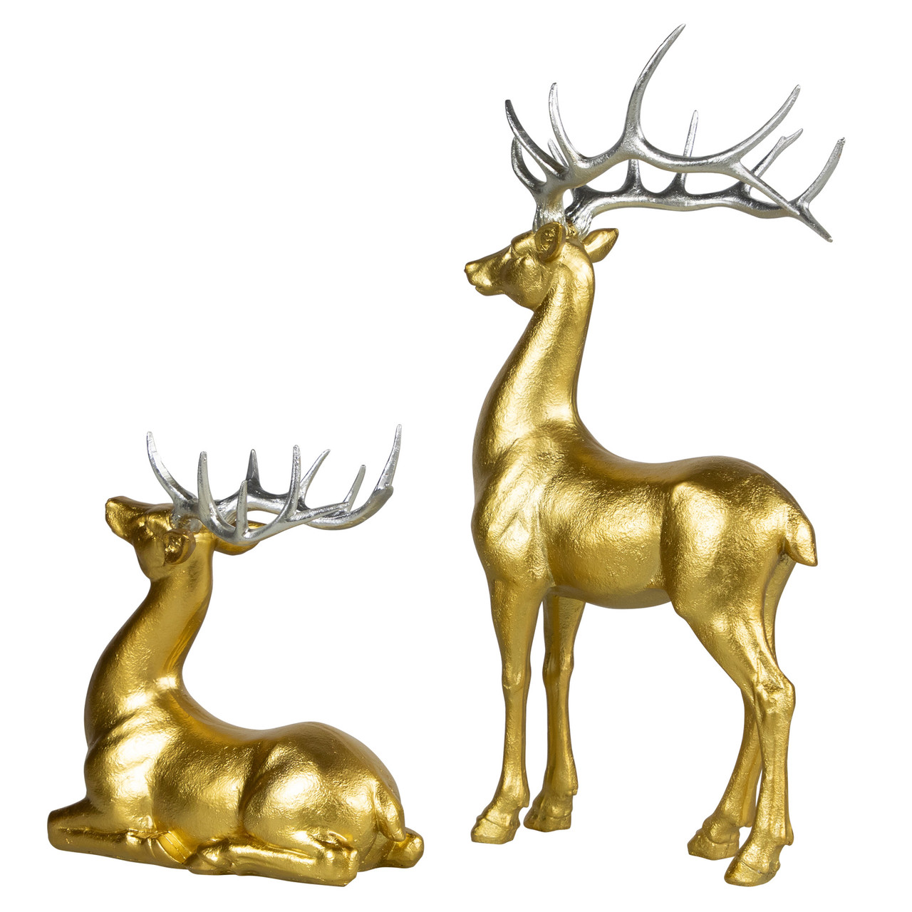 Standing & Sitting Reindeer Christmas Figures - Gold - Set of 2 ...