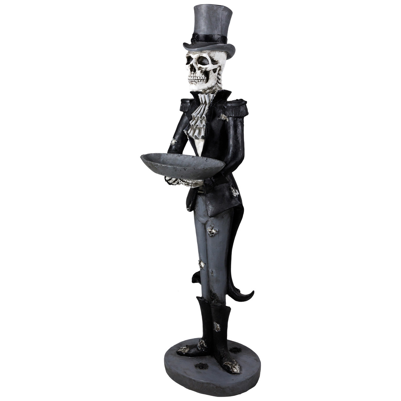 Skeleton Butler with Tray Standing Halloween Statue - 4.5' | Christmas ...