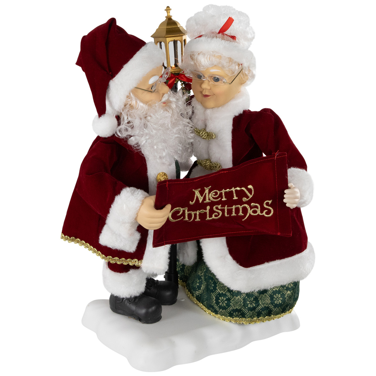 Animated & Musical Mr. & Mrs. Claus Figures with Lighted Lamppost ...