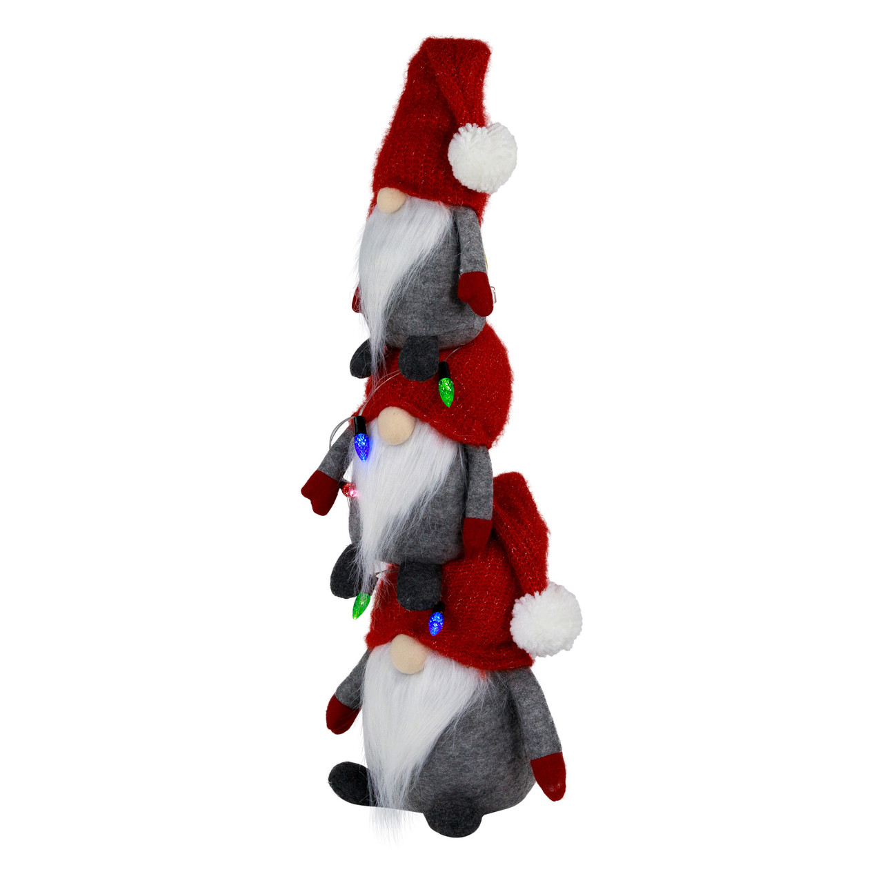 LED Lighted Triple Stacked Gnomes Christmas Decoration - 26 ...