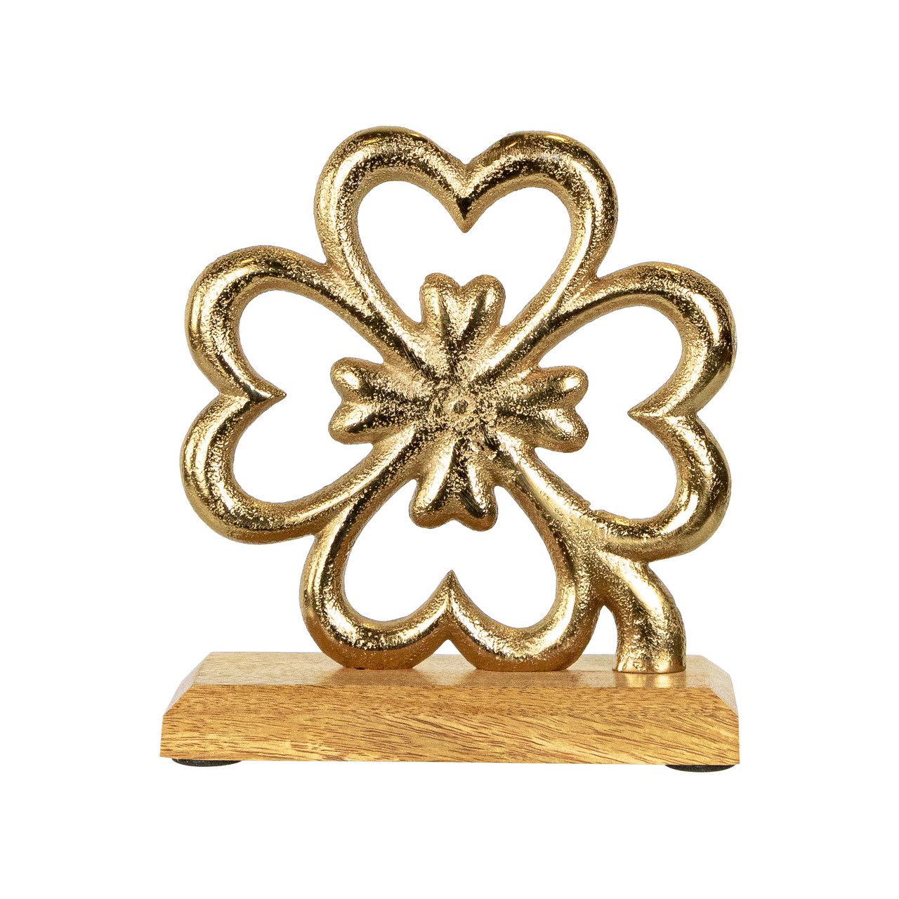 Four Leaf Clover Metal Decoration with Wooden Base - 6.5" | Christmas ...