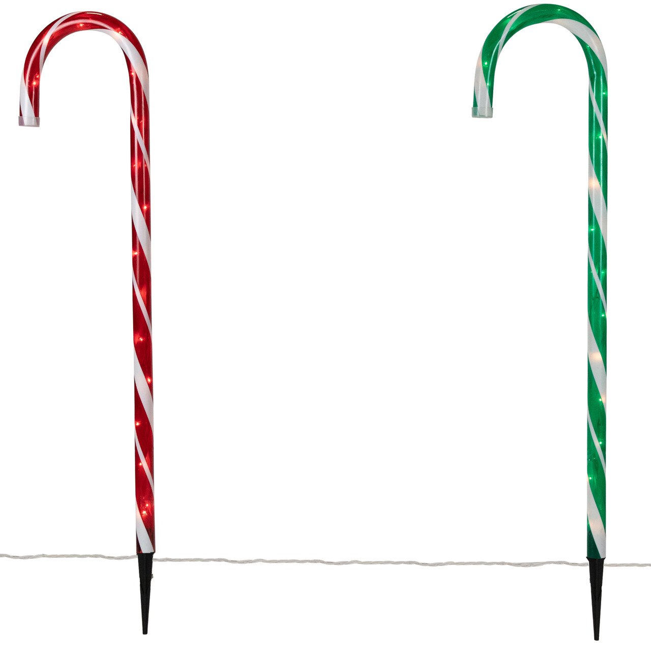 Lighted Outdoor Christmas Candy Cane Pathway Markers - 28" - Red/Green ...