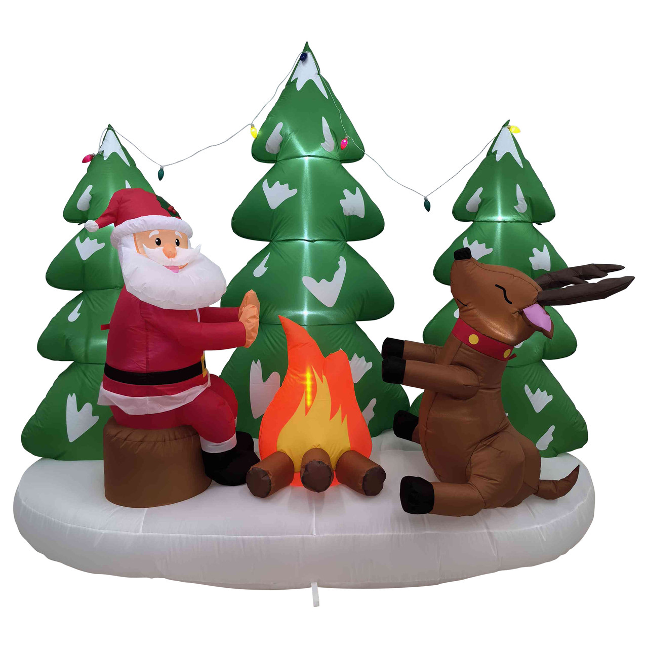 LED Lighted Inflatable Santa & Reindeer Outdoor Christmas Decoration ...