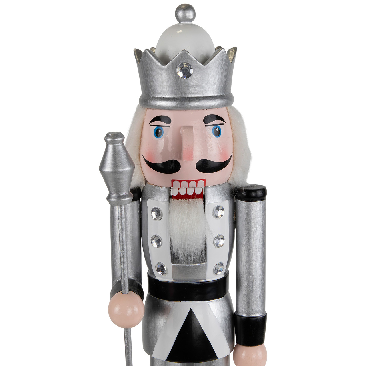 Jeweled Christmas Nutcracker Figure - 14" - Silver & Black | Christmas ...