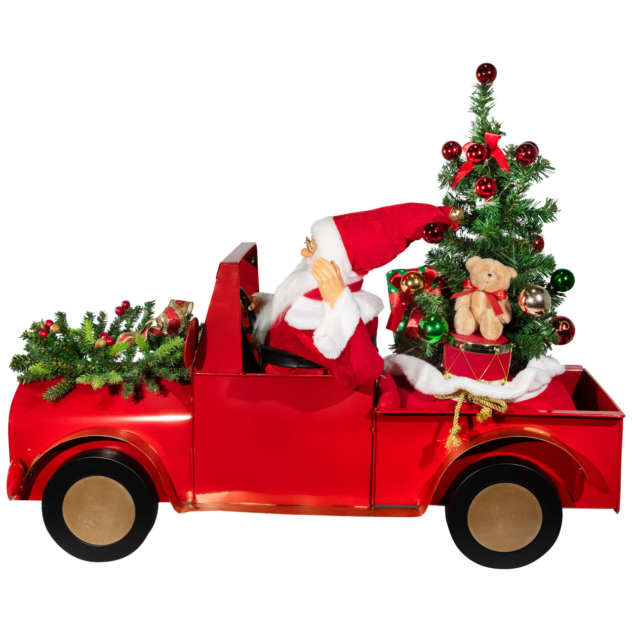 Animated & Musical Santa Driving Vintage Truck Christmas Decoration ...