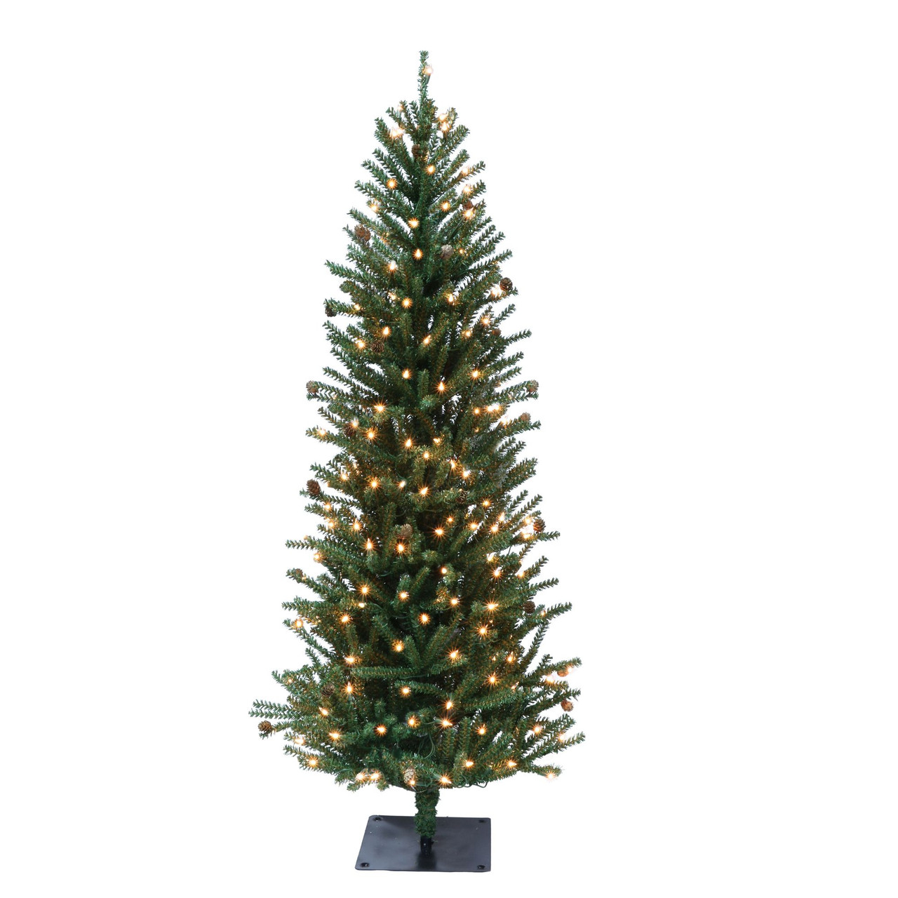 5' Pre-Lit Fir Artificial Christmas Tree with Pines Cones, Clear Lights ...