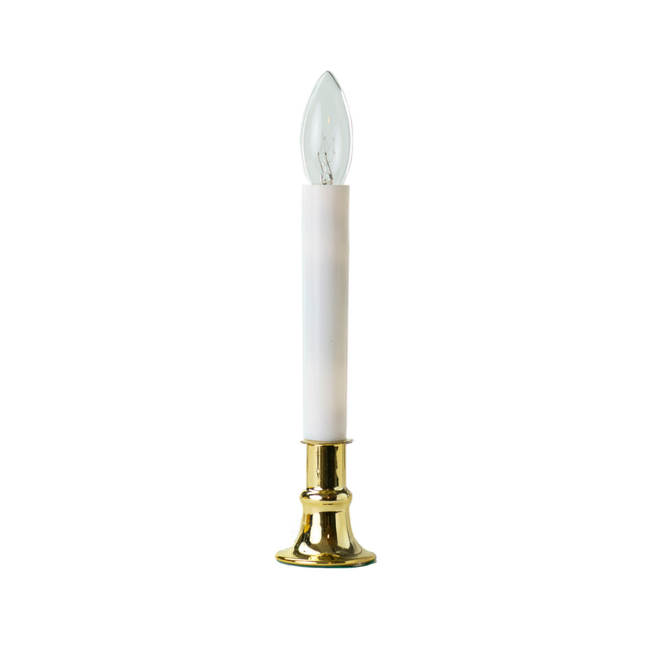 Lighted Window Candles with Sensor - 9" - White & Brass Finish - Set of ...