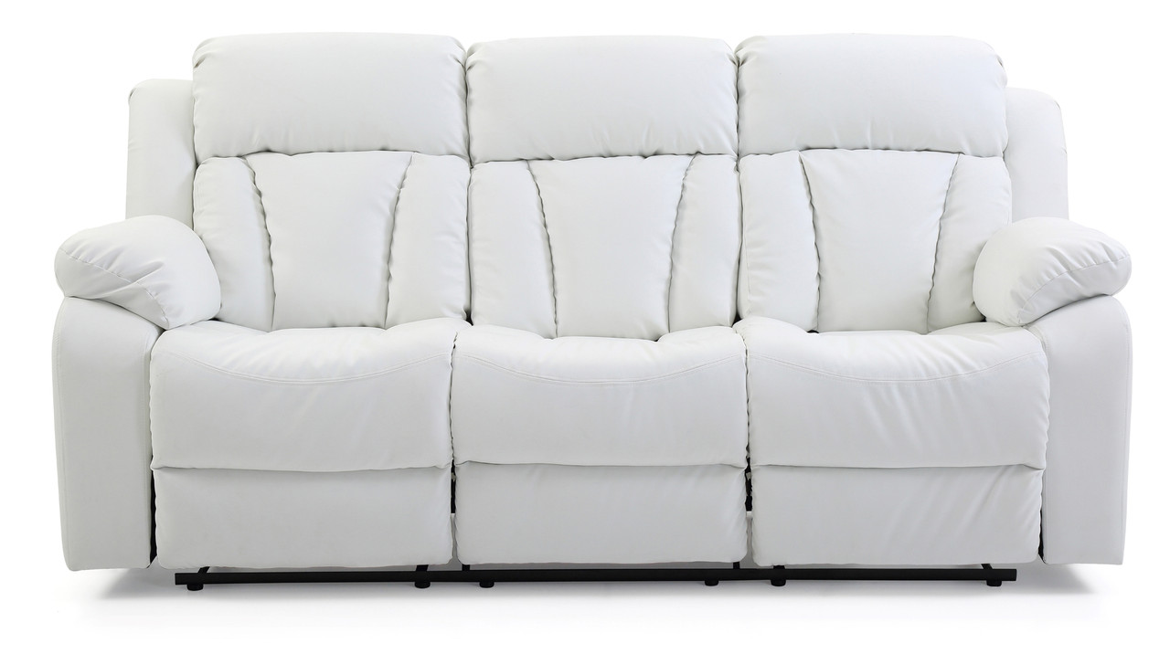 Padded Arm Channel Tufted Faux Leather Straight Reclining Sofa - 85 ...