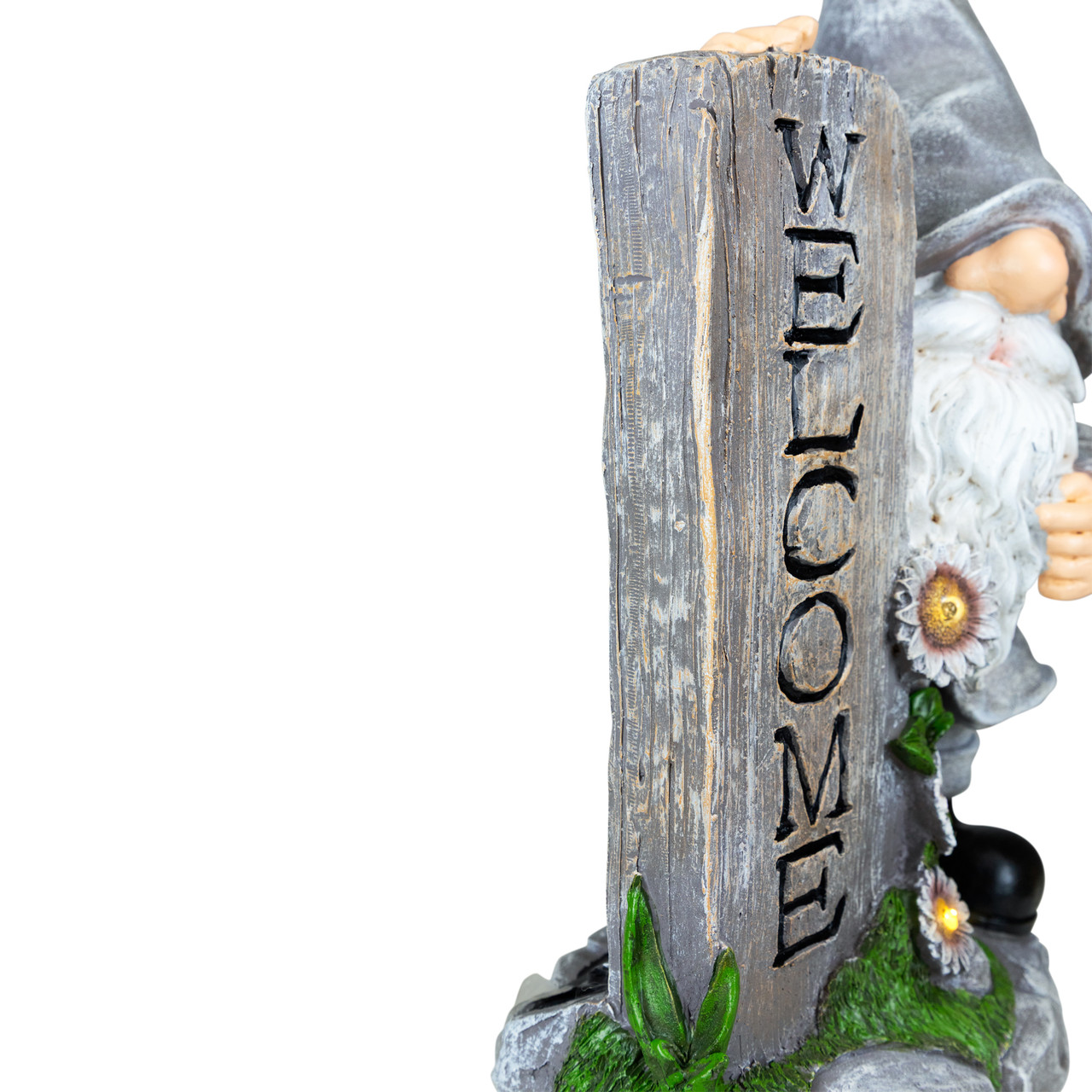 LED Solar Lighted Gnome Welcome Outdoor Garden Statue - 15.5 ...