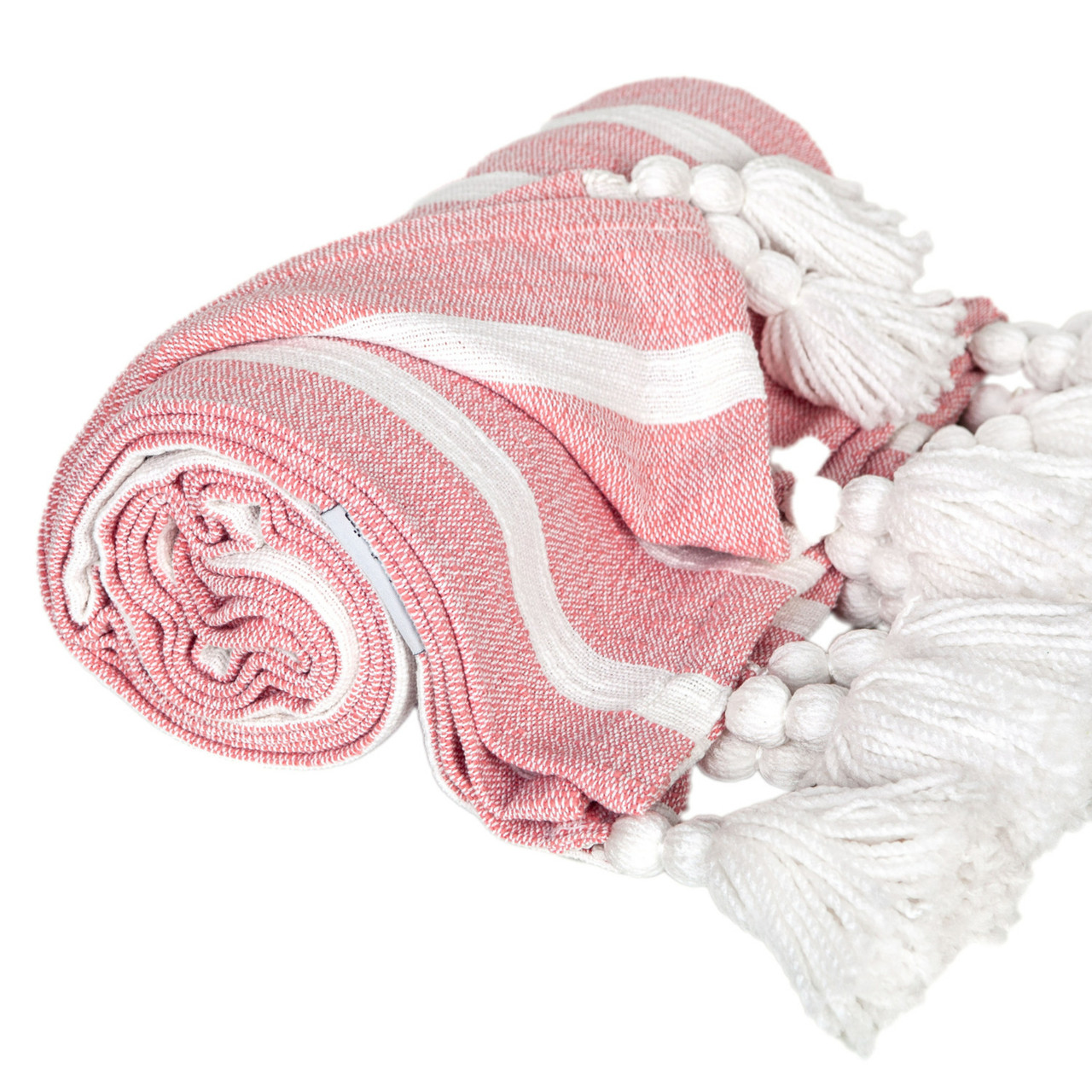 Striped Cotton Throw Blanket with Tassels - 50" x 60" - Pink & White ...