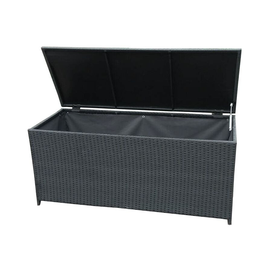 Black Indoor & Outdoor Balcony Patio Deck Porch Pool 113 Gallon Wicker ...