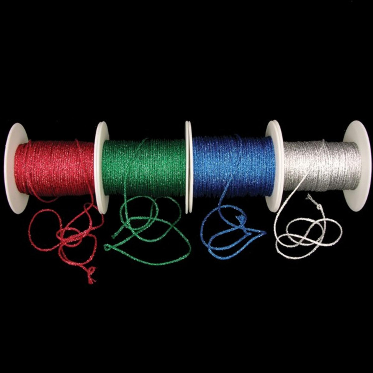 Blue Glitter Woven Craft Cord 0.062" x 100 Yards | Christmas Central