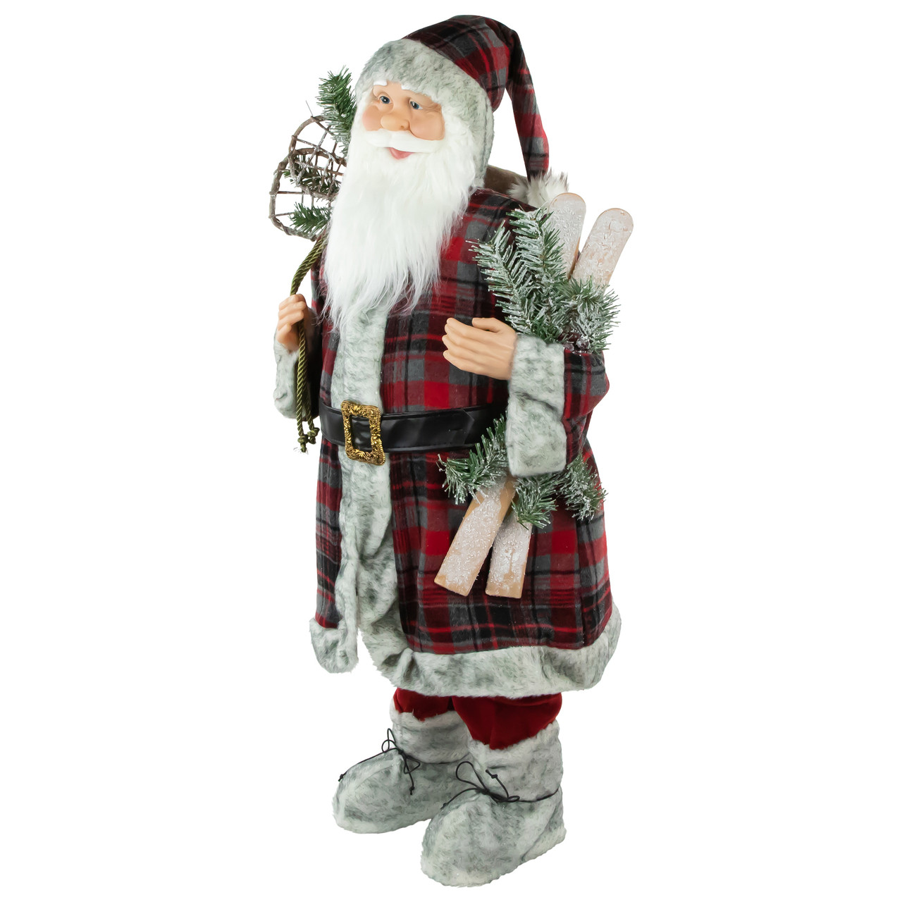 36" Alpine Chic Santa Claus with Snowshoes & Skis Christmas Figure ...