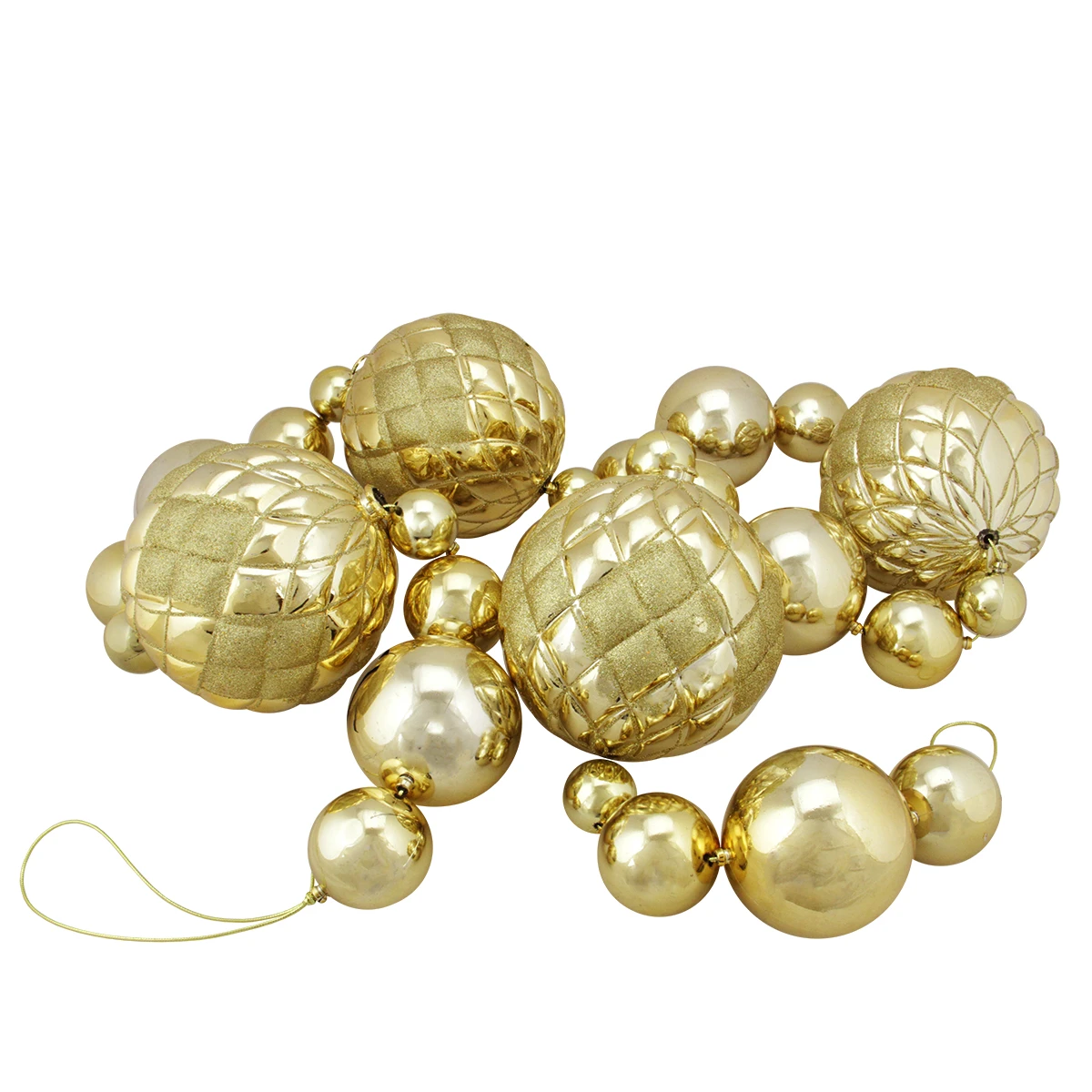 6' Oversized Shatterproof Shiny Gold Christmas Ball Garland with ...