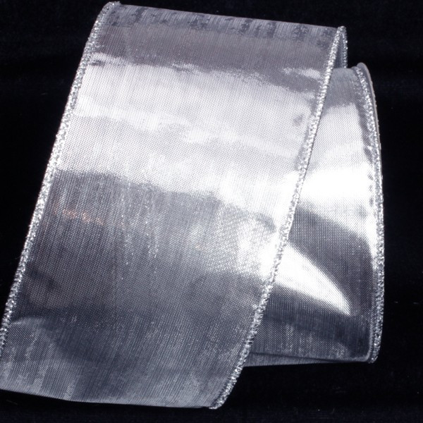 Silver Solid Wire Edged Craft Ribbon 3" x 40 Yards | Christmas Central