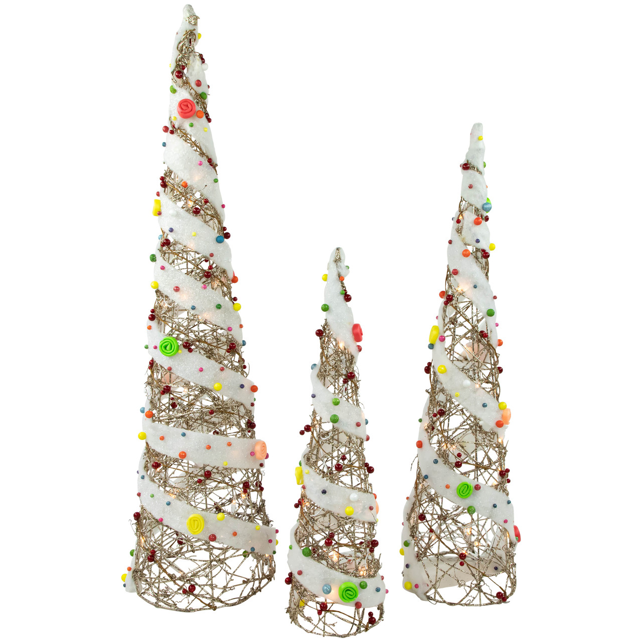 Lighted Candy Covered Cone Tree Outdoor Christmas Decorations - 40 ...