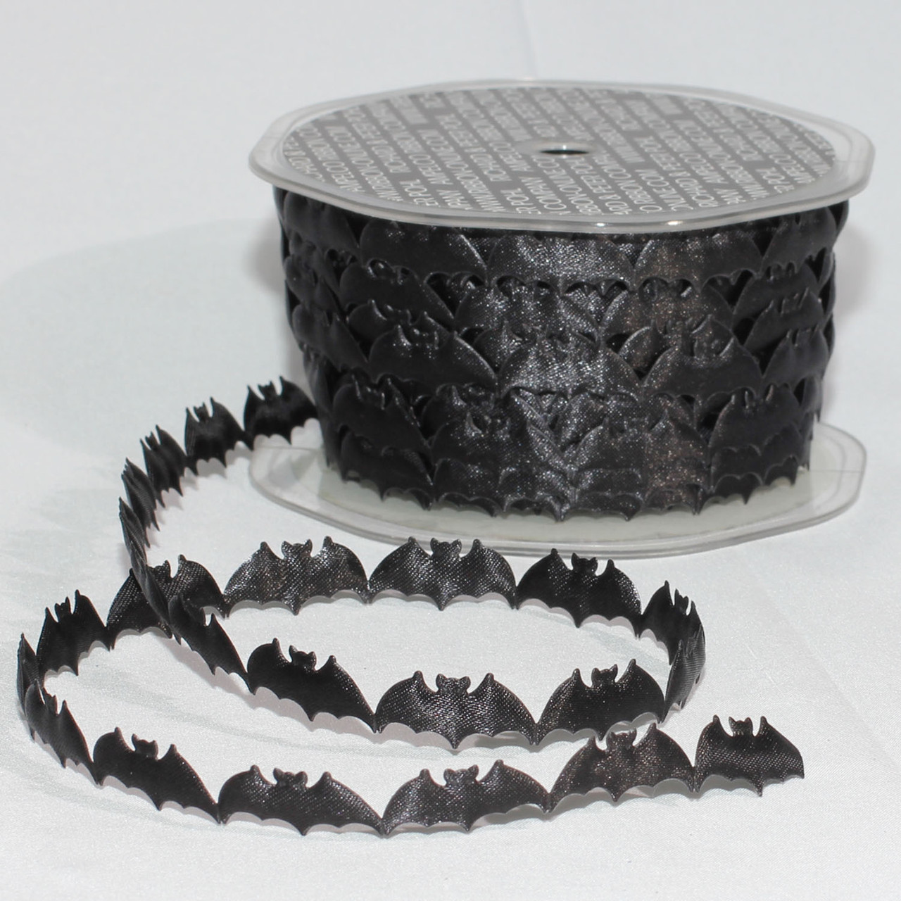 Black Embossed Bats Craft Ribbon 0.5" x 20 Yards | Christmas Central
