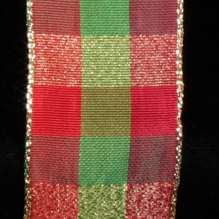 Red & Green Checkered Wire Craft Ribbon 1.5" x 27 Yards | Christmas Central