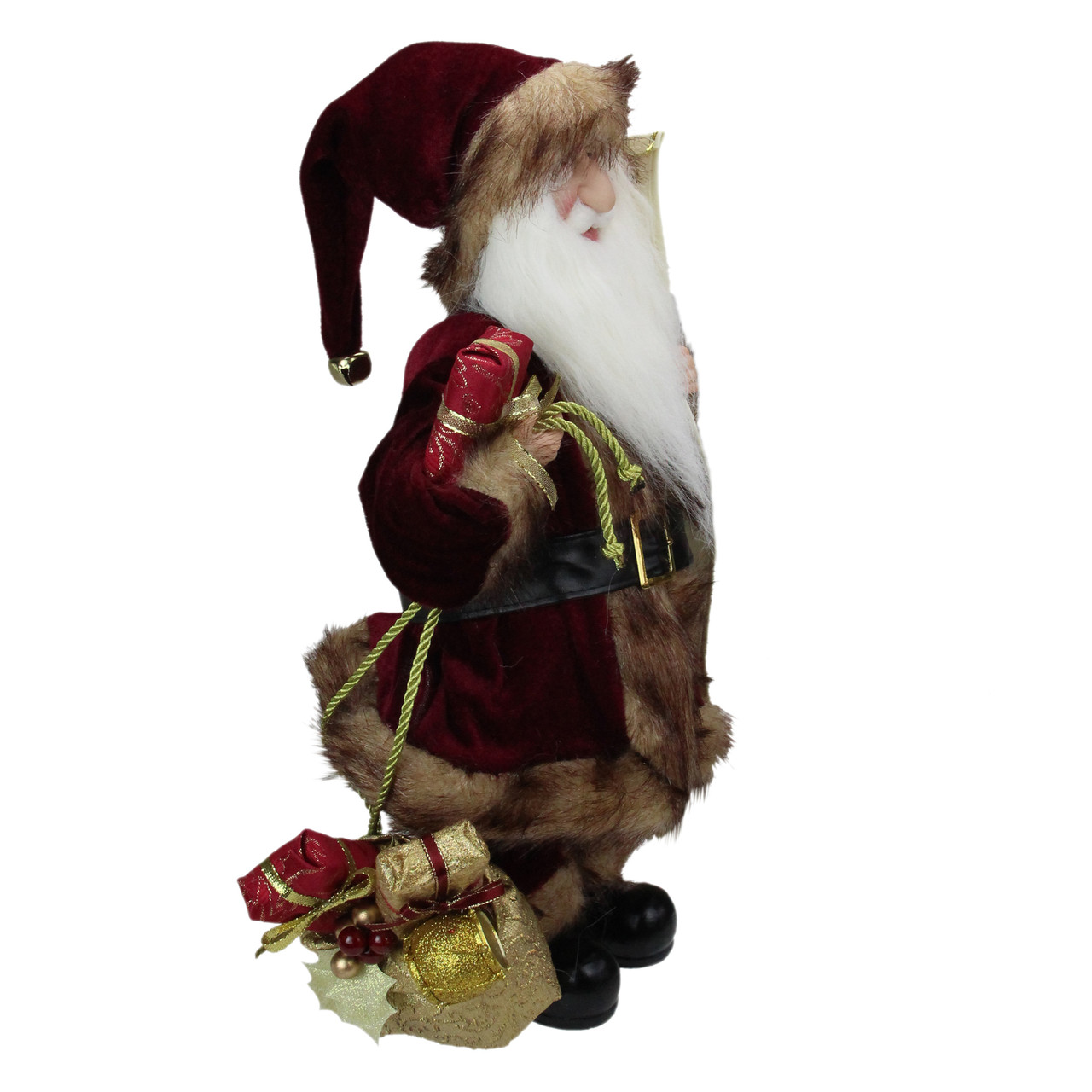 18" Burgundy & Brown Santa Claus with Naughty or Nice List Christmas ...