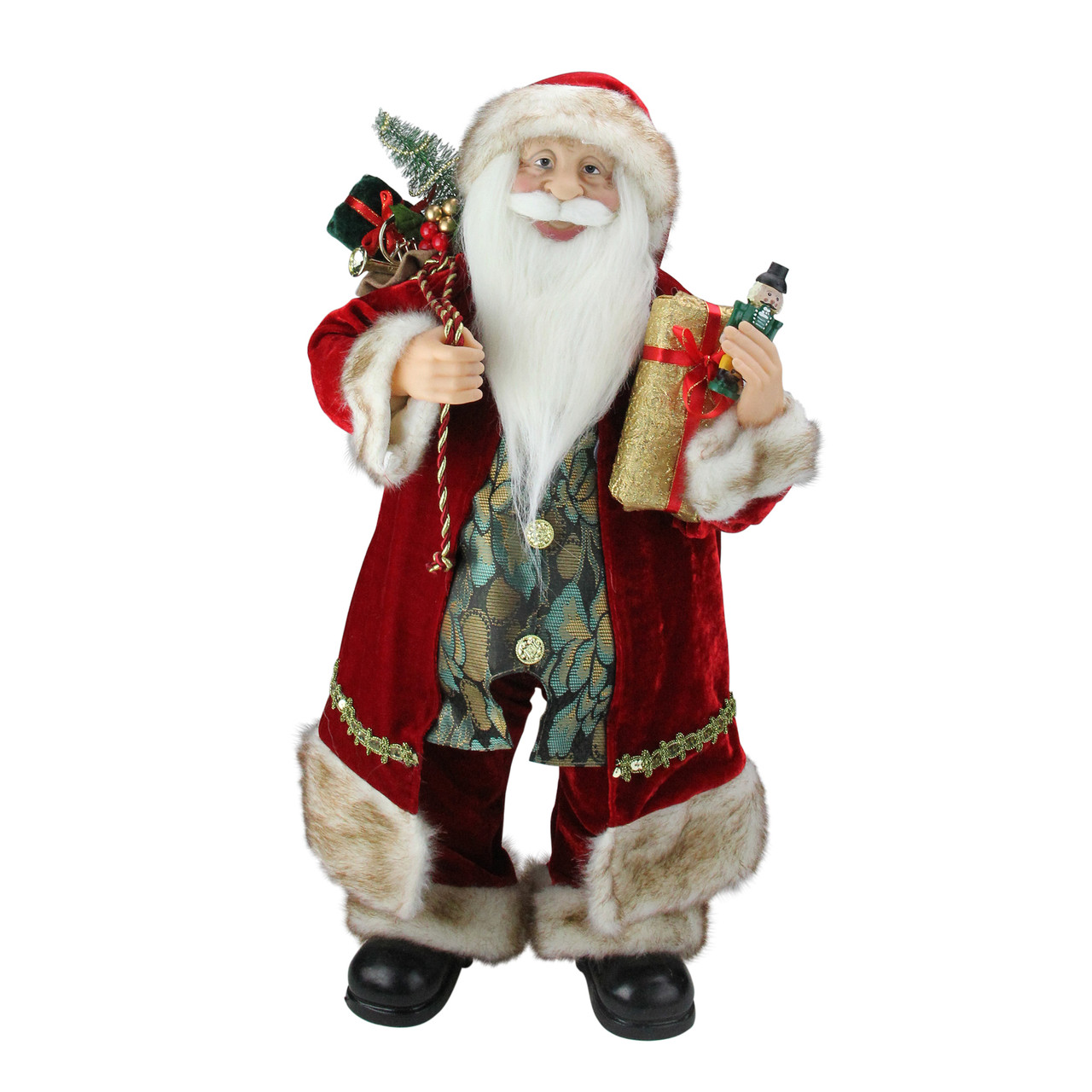 24" Red & White Old World Style Standing Santa Claus Christmas Figure ...