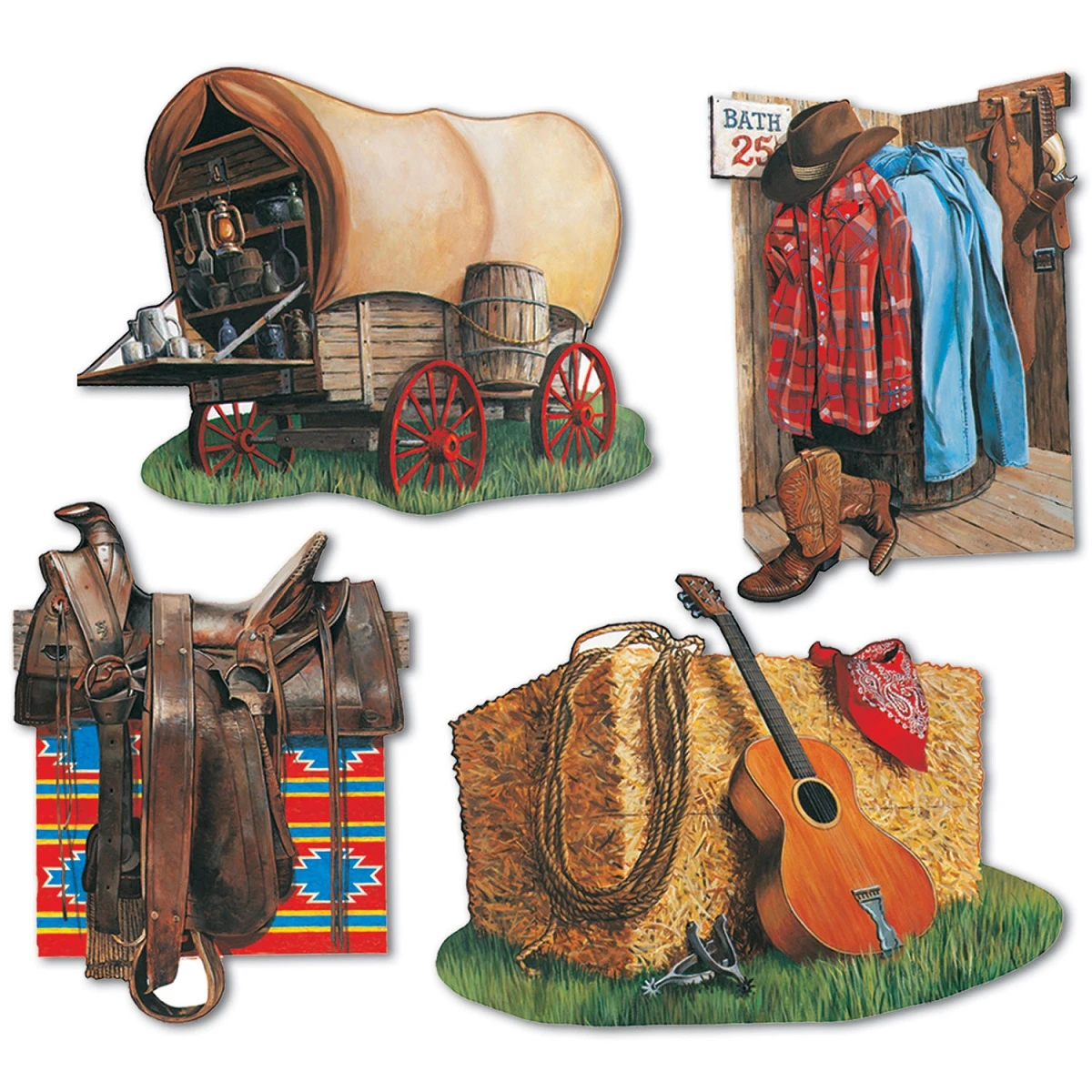 Club Pack of 48 Brown Country Western Cowboy Cutout Party Decorations ...